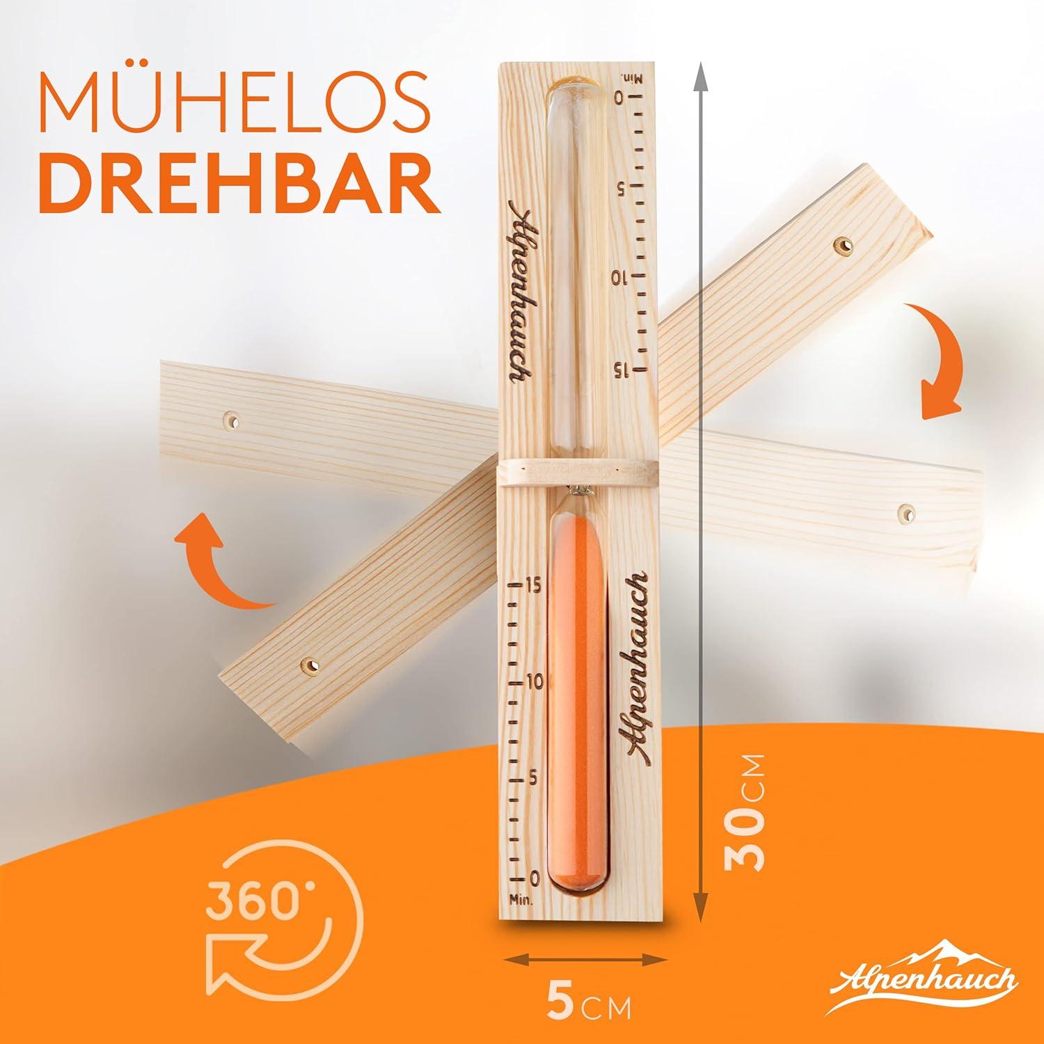 Alpine Breath Sauna Hourglass | 15-Minute Natural Wood Timer | Ultra ...