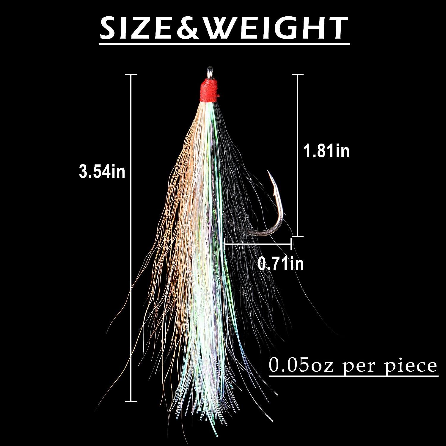 Saltwater Bucktail Teasers with Hook - Fluke Rig Flounder Lures - 10pcs ...
