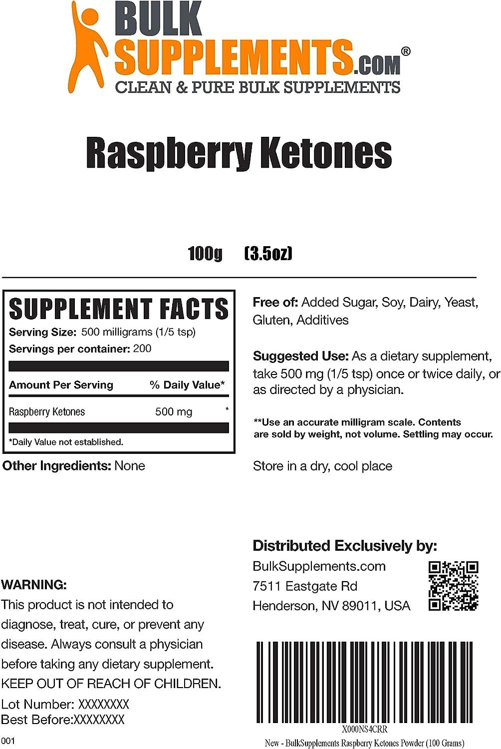 Raspberry Ketones Powder - 500mg - 200 Servings - Antioxidant Support ...