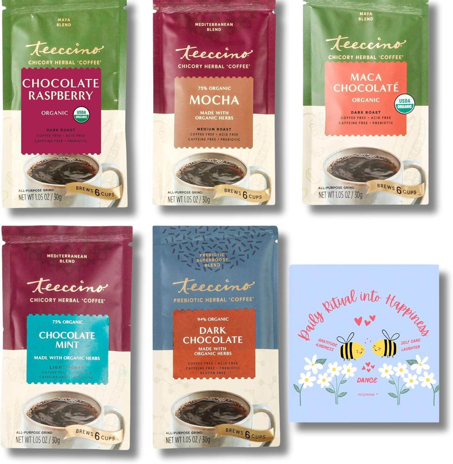 Teeccino Herbal Coffee Alternative Sampler Bundle (5-Pack 30g ...
