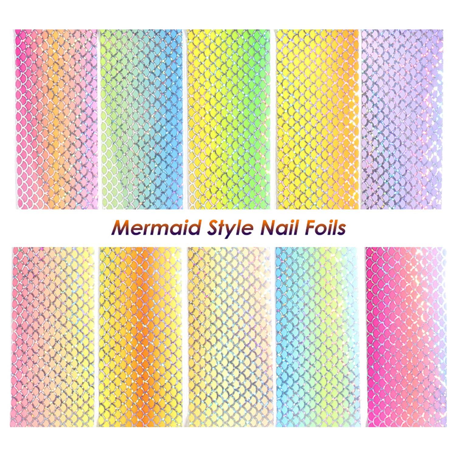 Colorful Fish Scales Nail Art Foils - Holographic Mermaid Design for ...