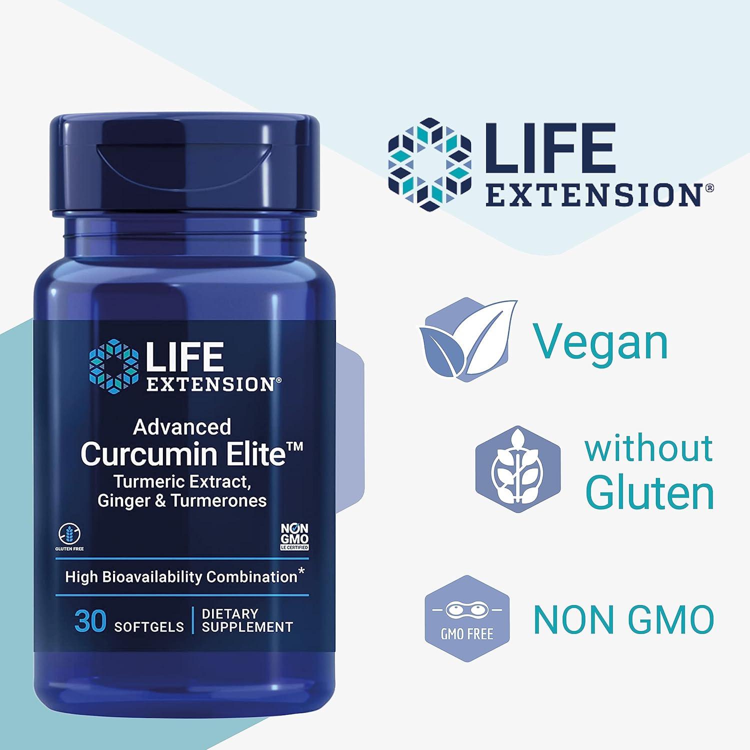 Life Extension Curcumin Elite 60 Vegan Capsules | Laboratory Tested ...