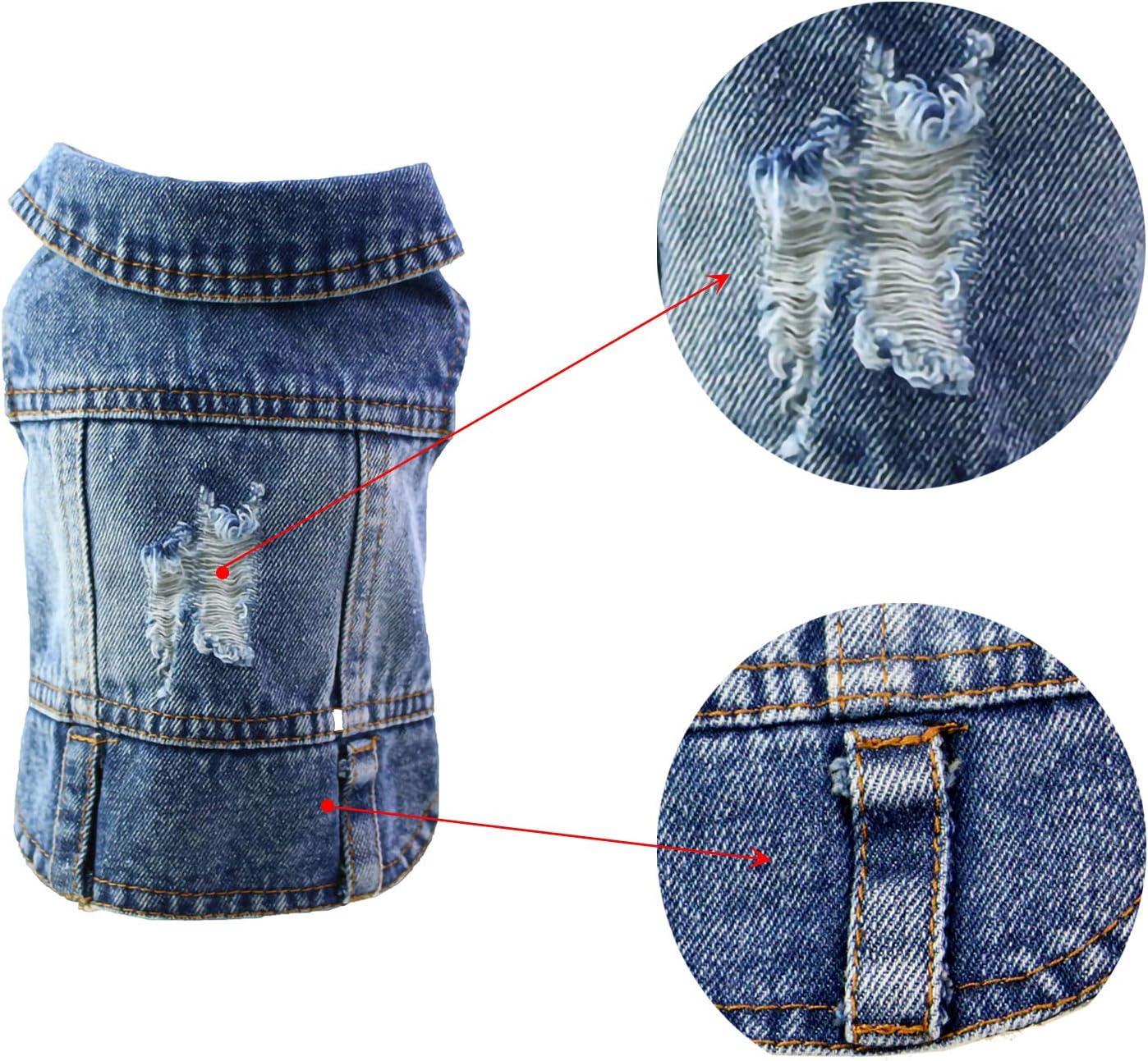 Pet Denim Jacket for Small Medium Dogs & Cats - Cool Vintage Washed ...