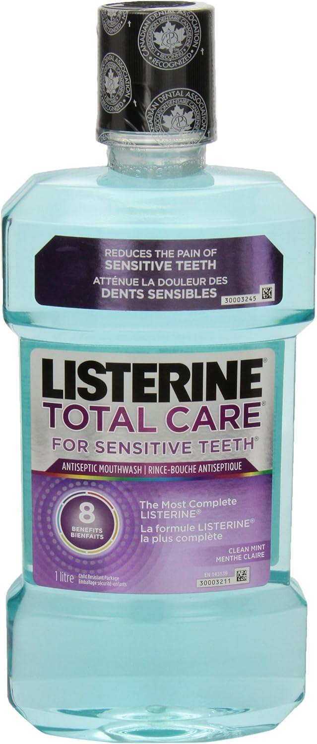 Listerine Total Care Mouthwash for Sensitive Teeth Clean Mint Fluoride ...