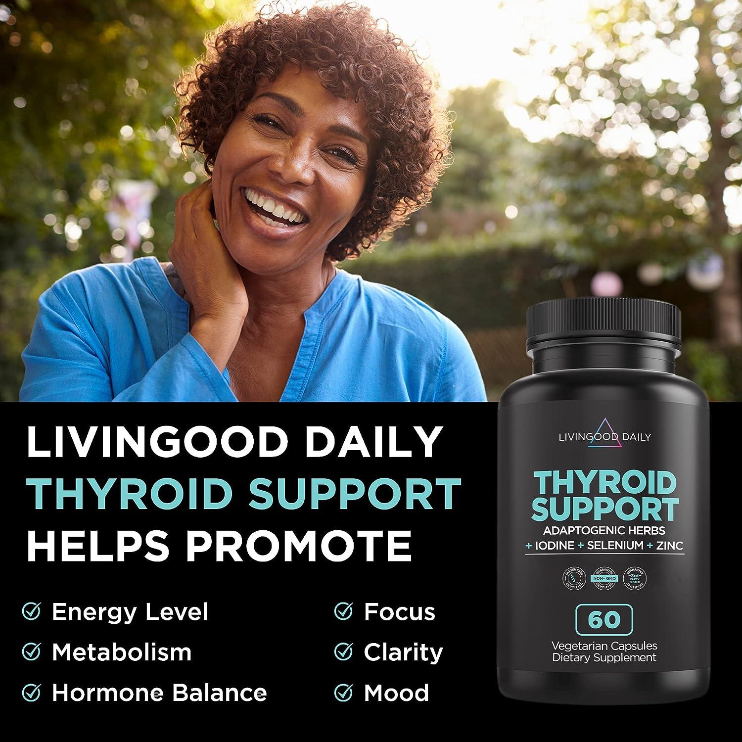 Livingood Daily Natural Thyroid Support - Thyroid Supplement with ...