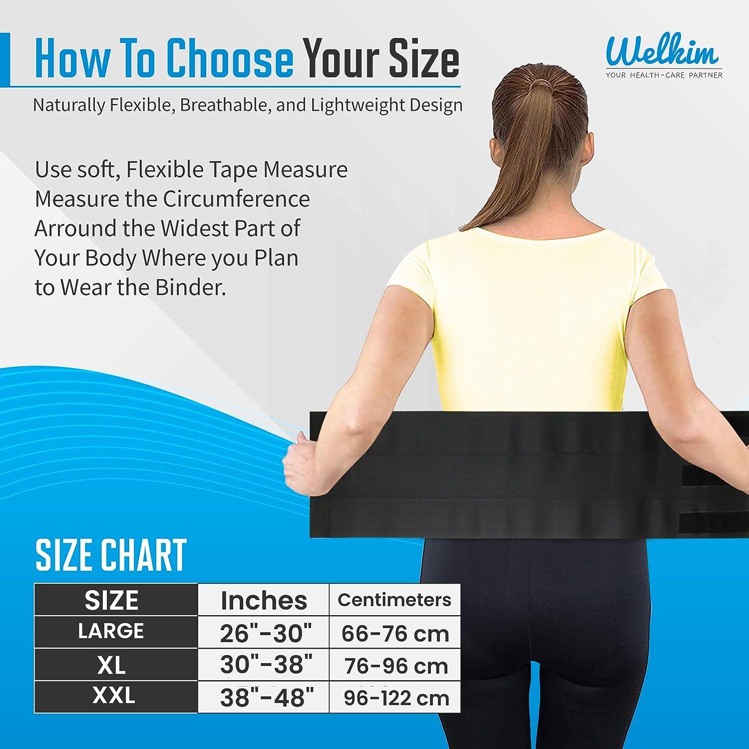Welkim Abdominal Binder Black - 12 Inch Wide Support Belt for Lower ...