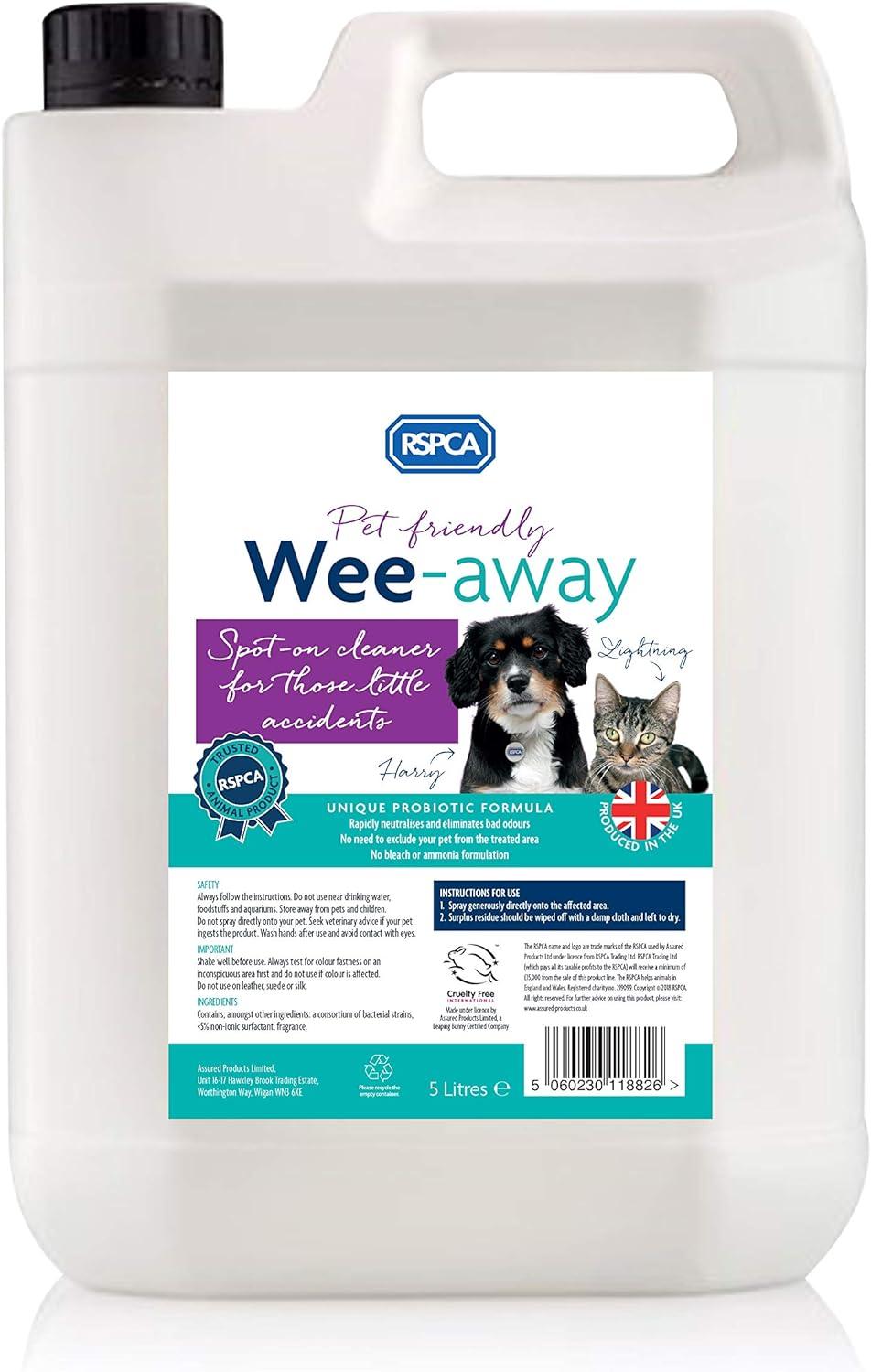RSPCA Wee Away Pet Friendly Stain and Odour remover 2 x 5L bottles ...