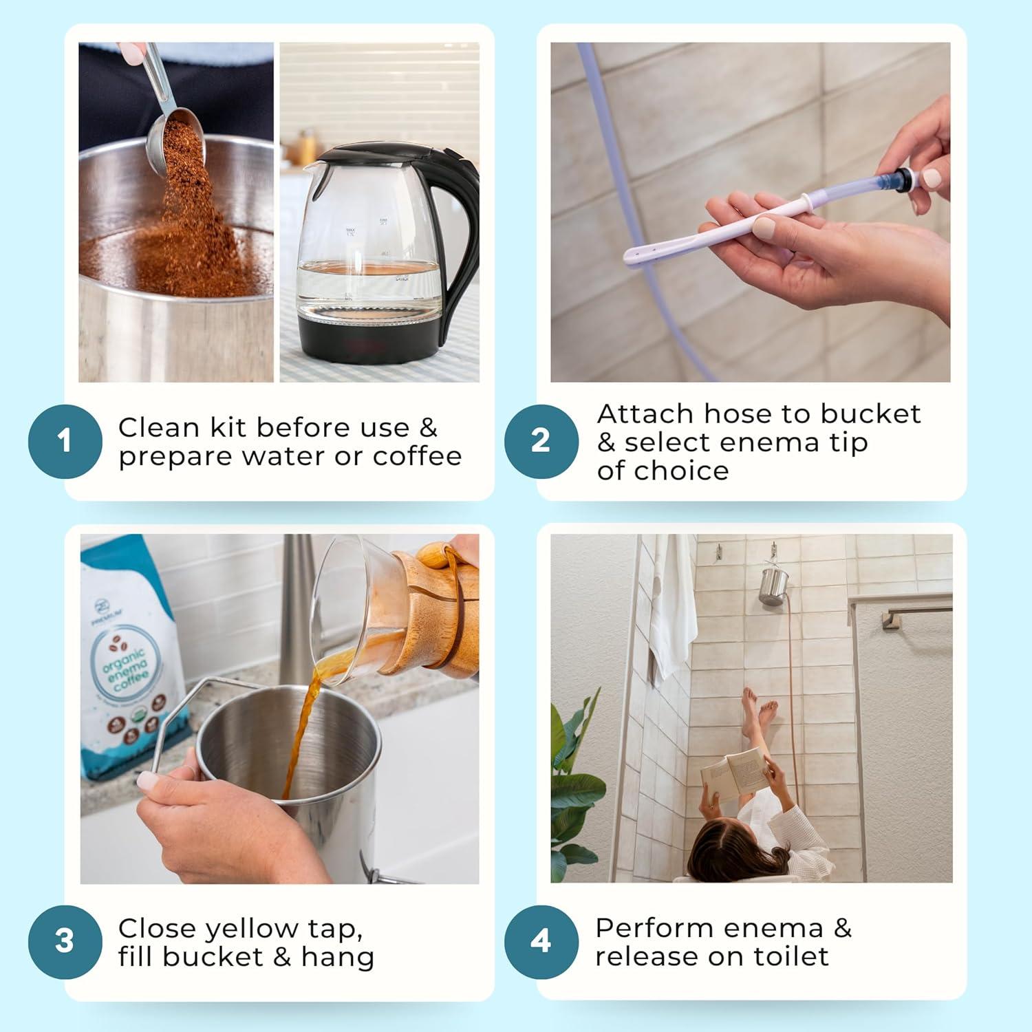 Stainless Steel Coffee Enema Bucket Kit - Reusable Organic Home Colonic ...