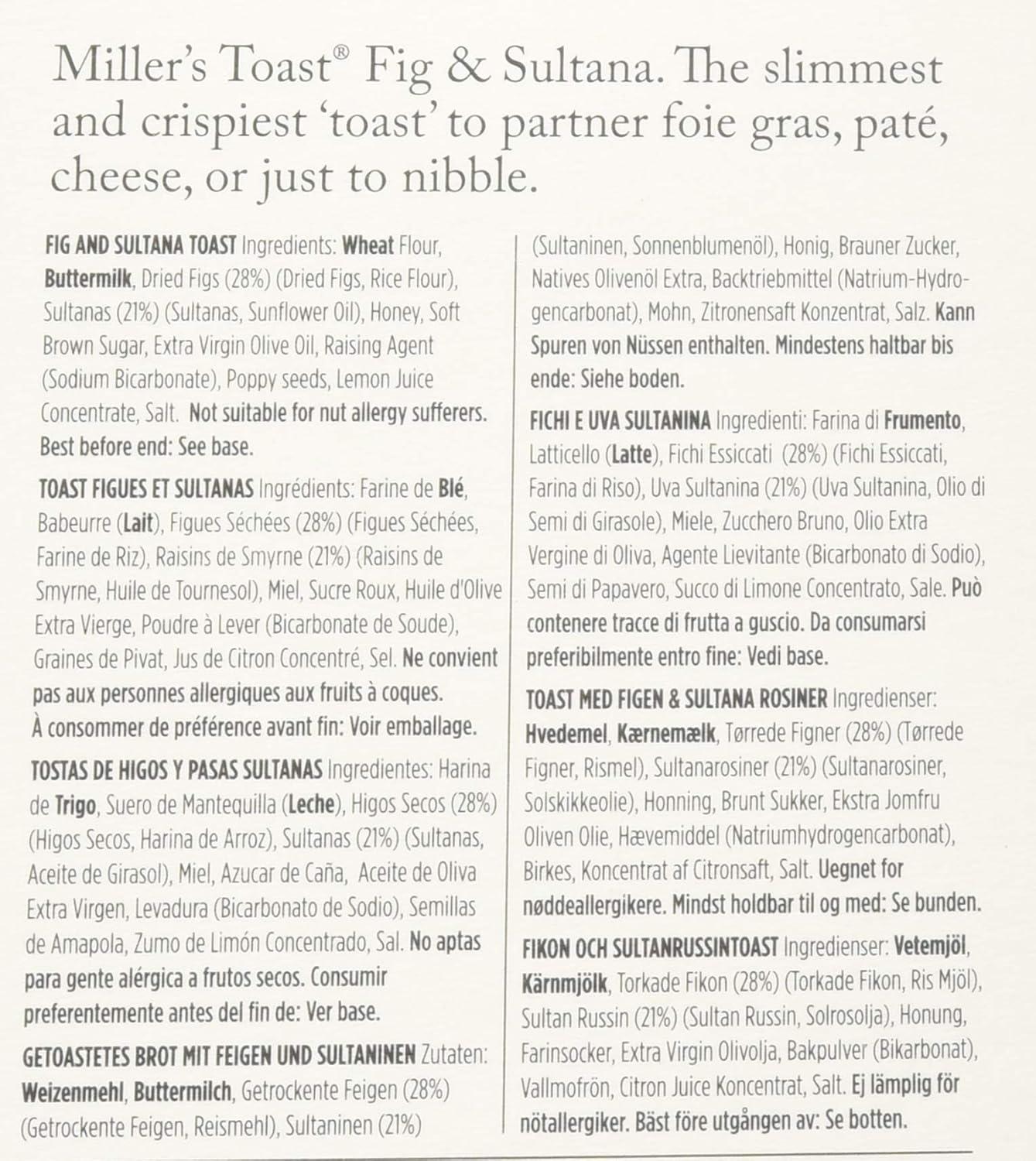 Artisan Biscuits Miller's Toast Fig and Sultana 100 g | Buy Now with ...