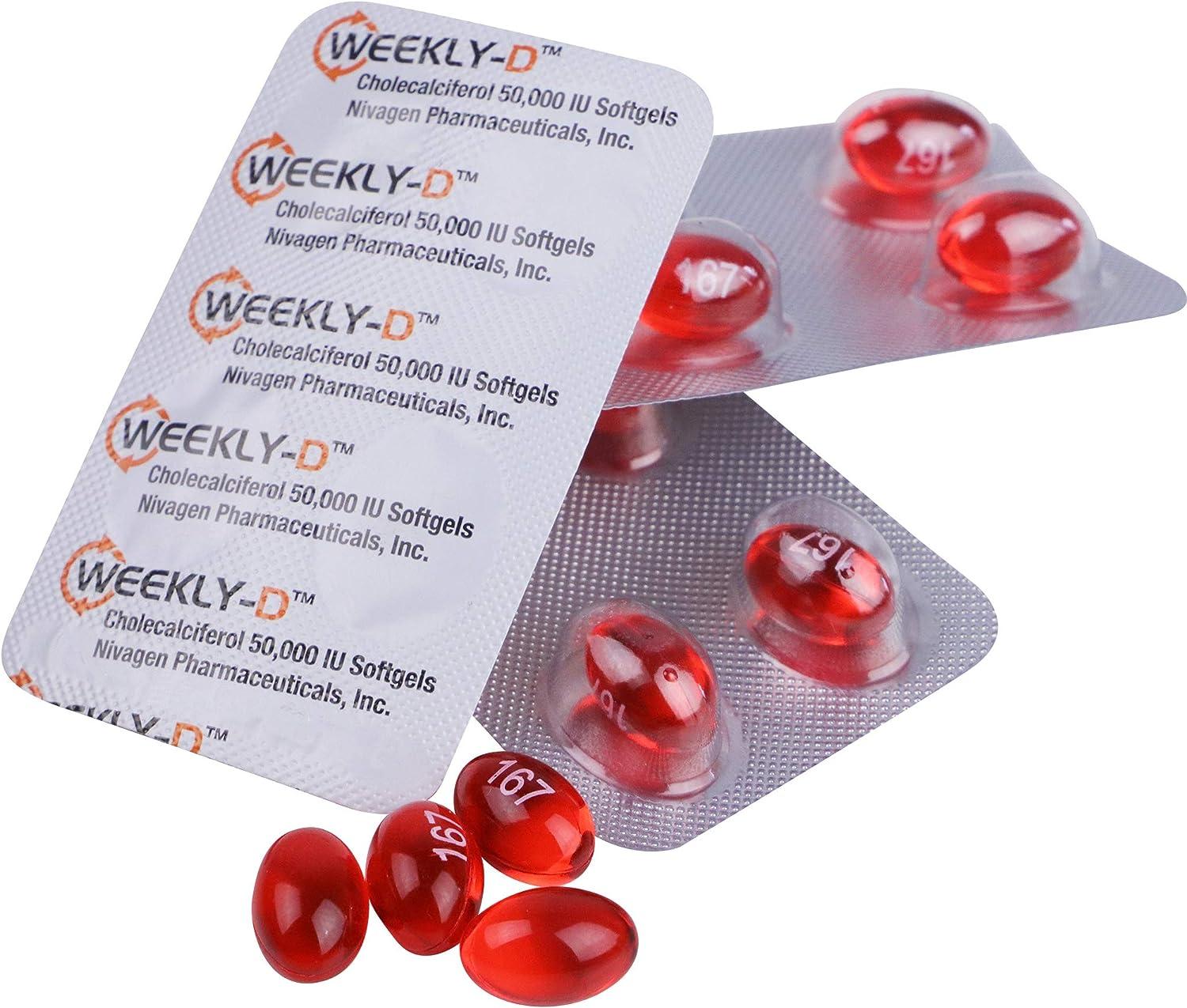 Weekly-D Vitamin D3 50,000 IU | 24 Softgels Cholecalciferol Supplements ...