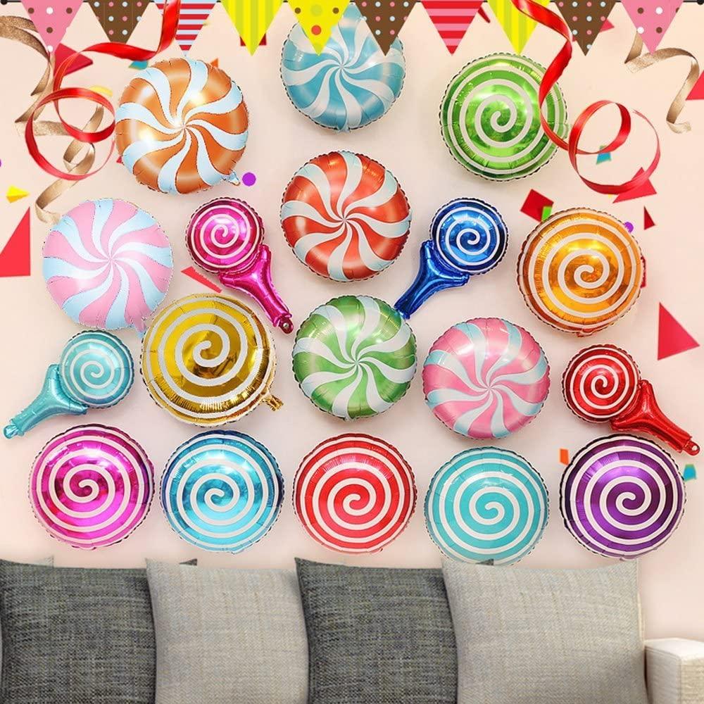 21 pcs 18" Sweet Candy Balloons Round Lollipop Balloon Birthday Wedding ...