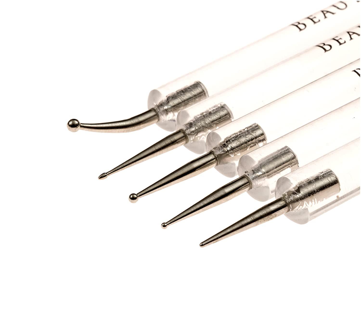 Beaute Galleria 5 Piece 2-Way Dotting Pens Nail Art Design Set ...