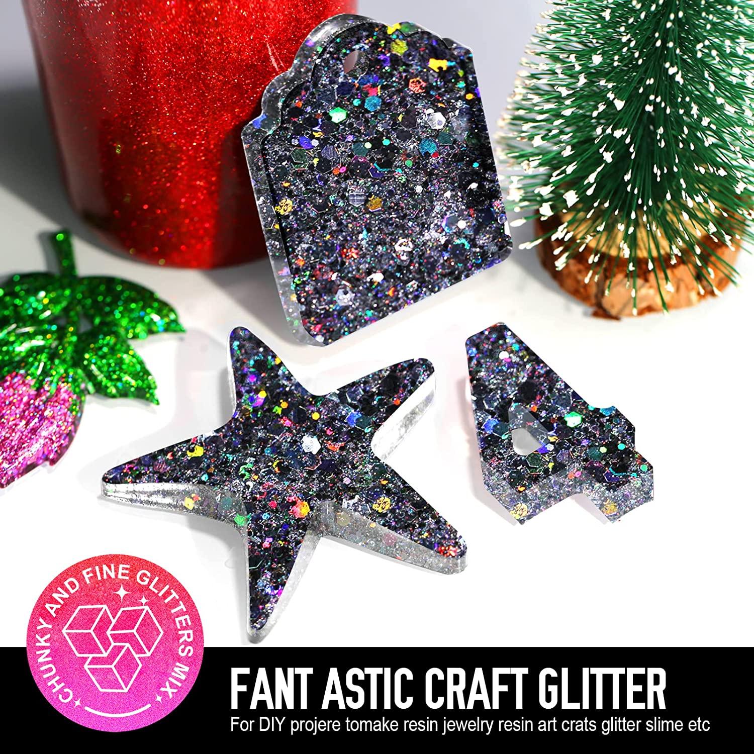 Teenitor Festival Chunky & Fine Glitter Mix with Primer - Black Laser C ...