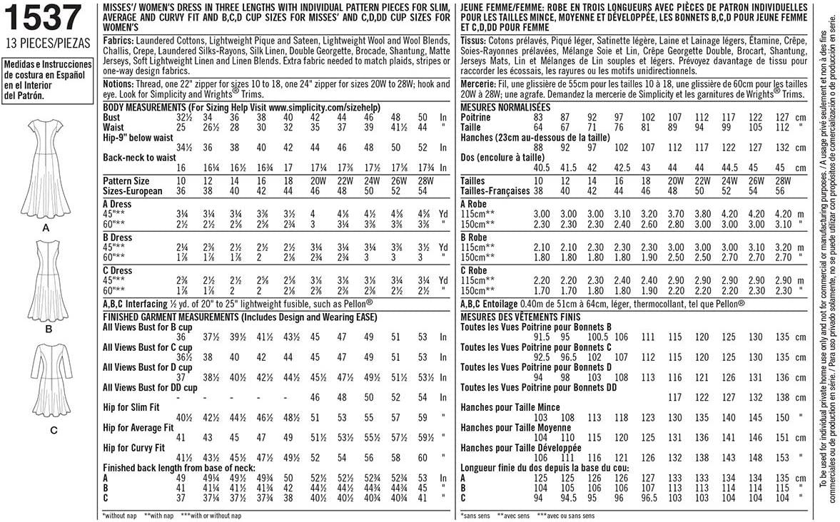 Simplicity 1537 Women's Dress Sewing Pattern | Sizes 10-18, Amazing Fit ...