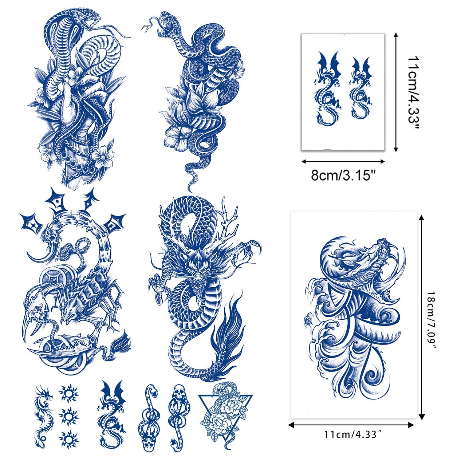 Semi Permanent Fake Tattoos PADOUN 12 Sheets Semi Permanent Fake