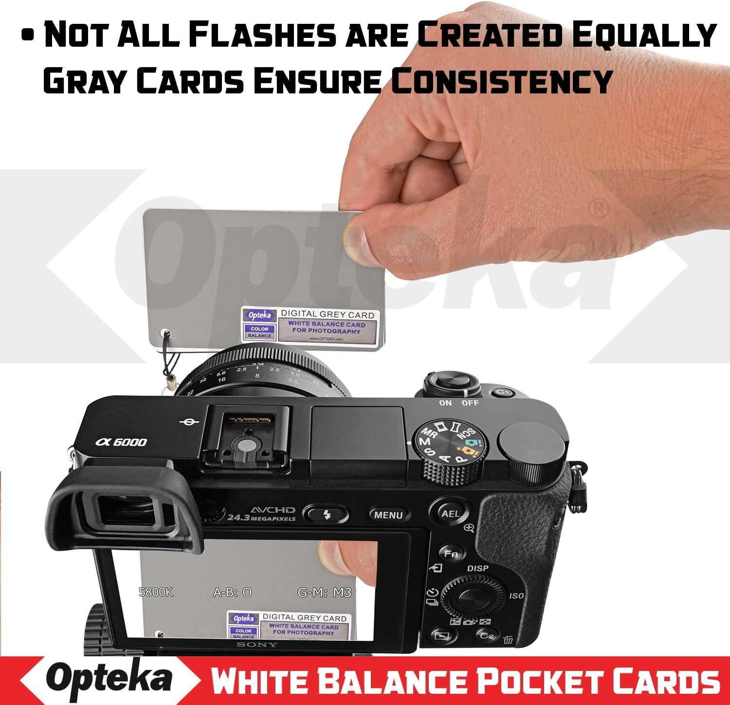 Opteka Pocket-Sized Grey Card White Balance 18% Exposure Calibration ...