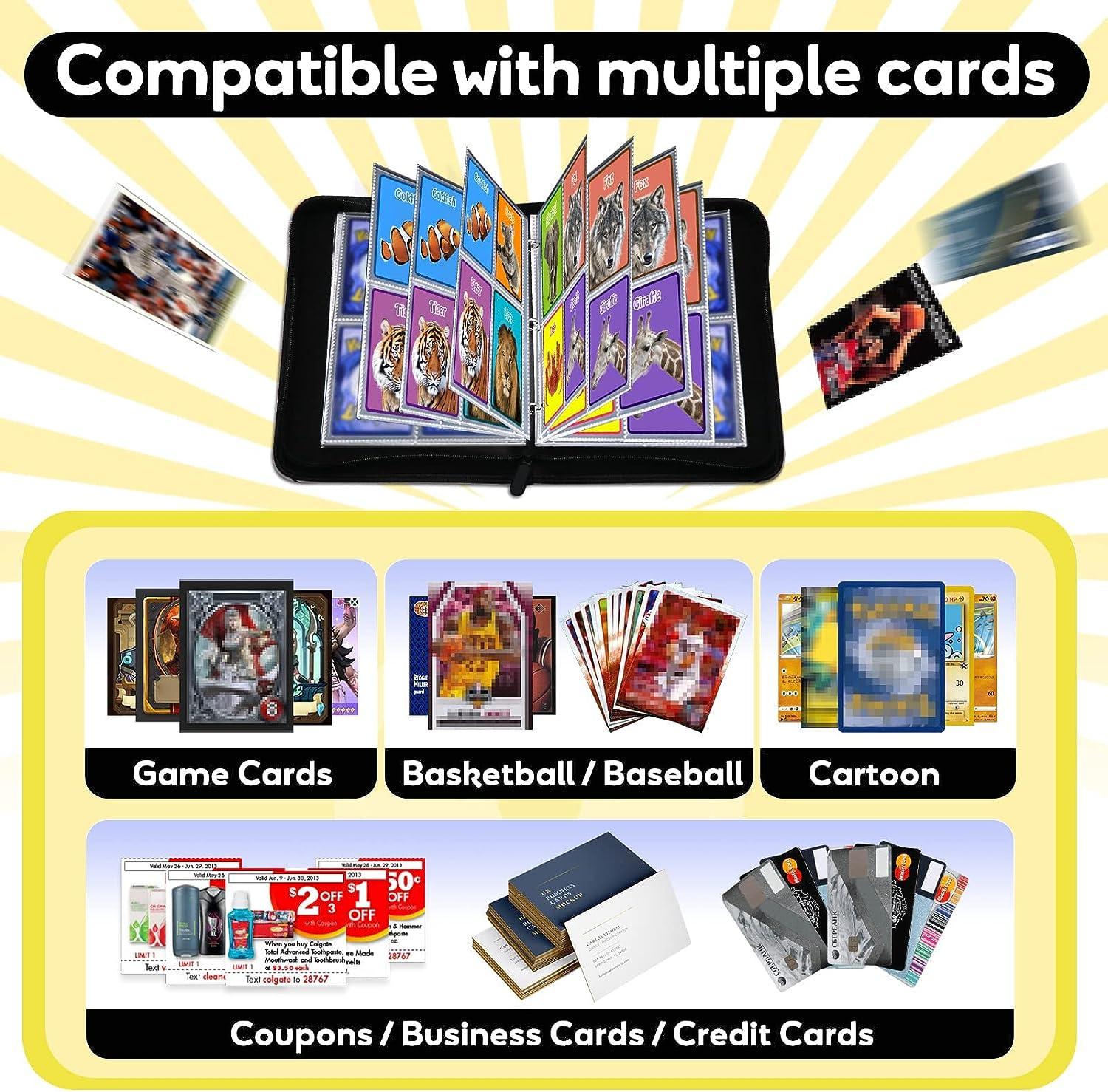 Trading Card Binder 4 Pocket 400 Cards - Yellow 3-Ring Collector Album ...