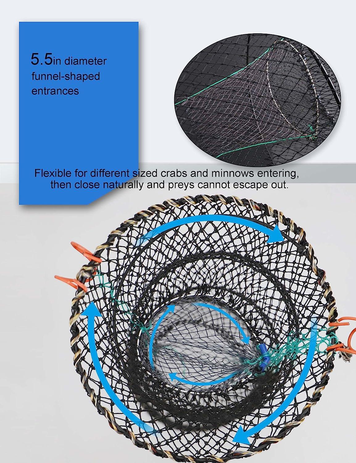 Hlotmeky Crab Trap - Minnow & Bait Traps - 10m Hand Rope - Foldable Lobster Crawfish Net | Buy ...