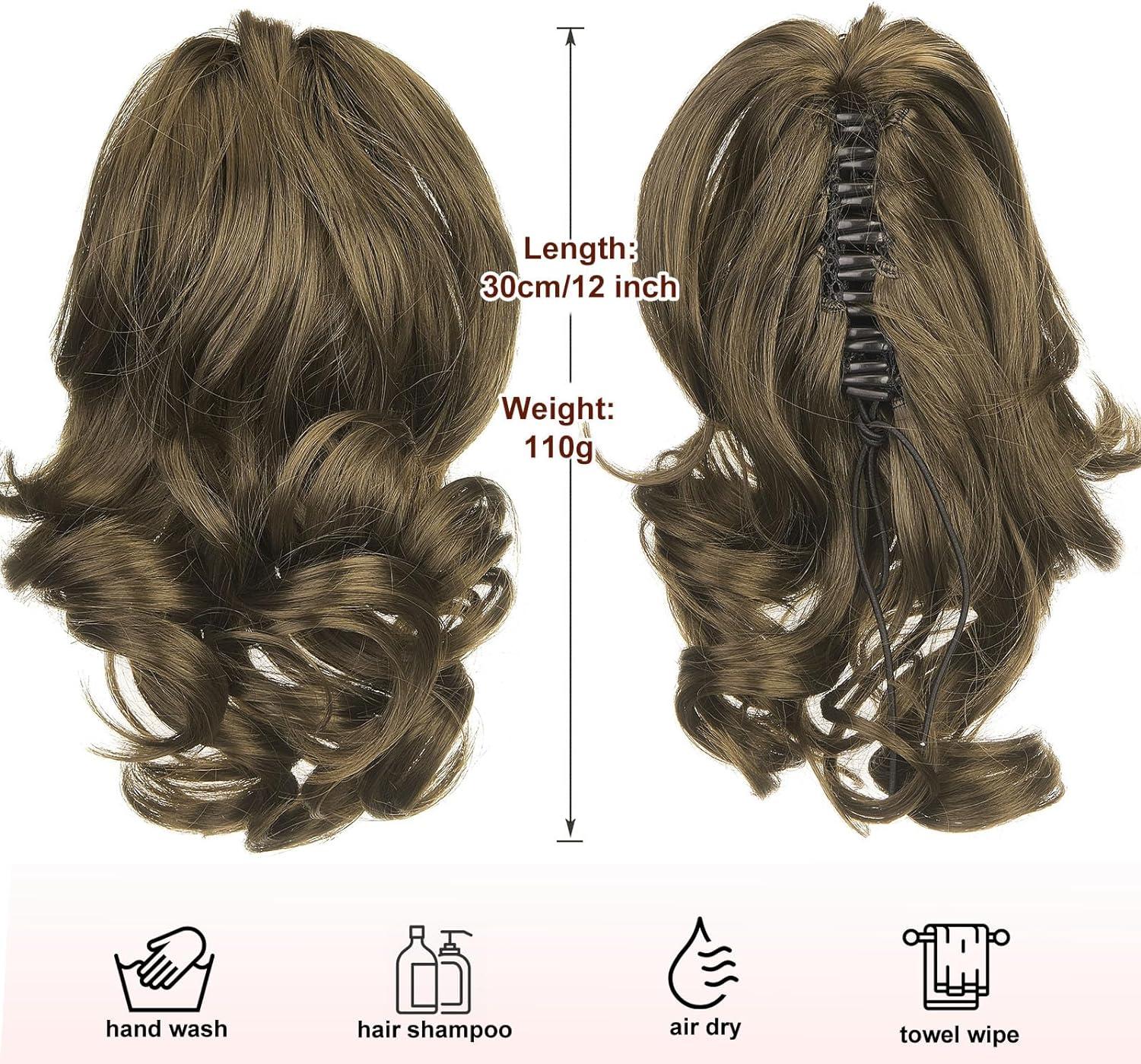 Dcbaboo Short Ponytail Extension Curly 12inch Claw Clip in Ponytail ...