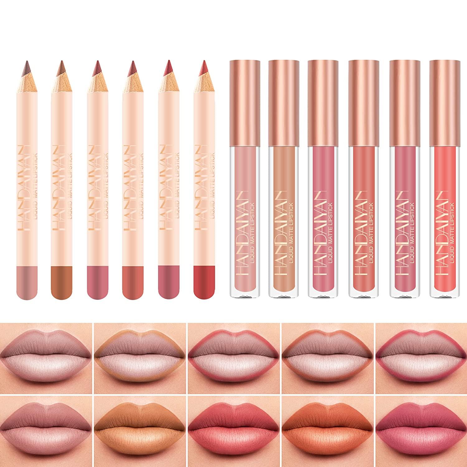 12-Piece Lip Liner and Liquid Matte Lipstick Set for Velvety Red Lips ...