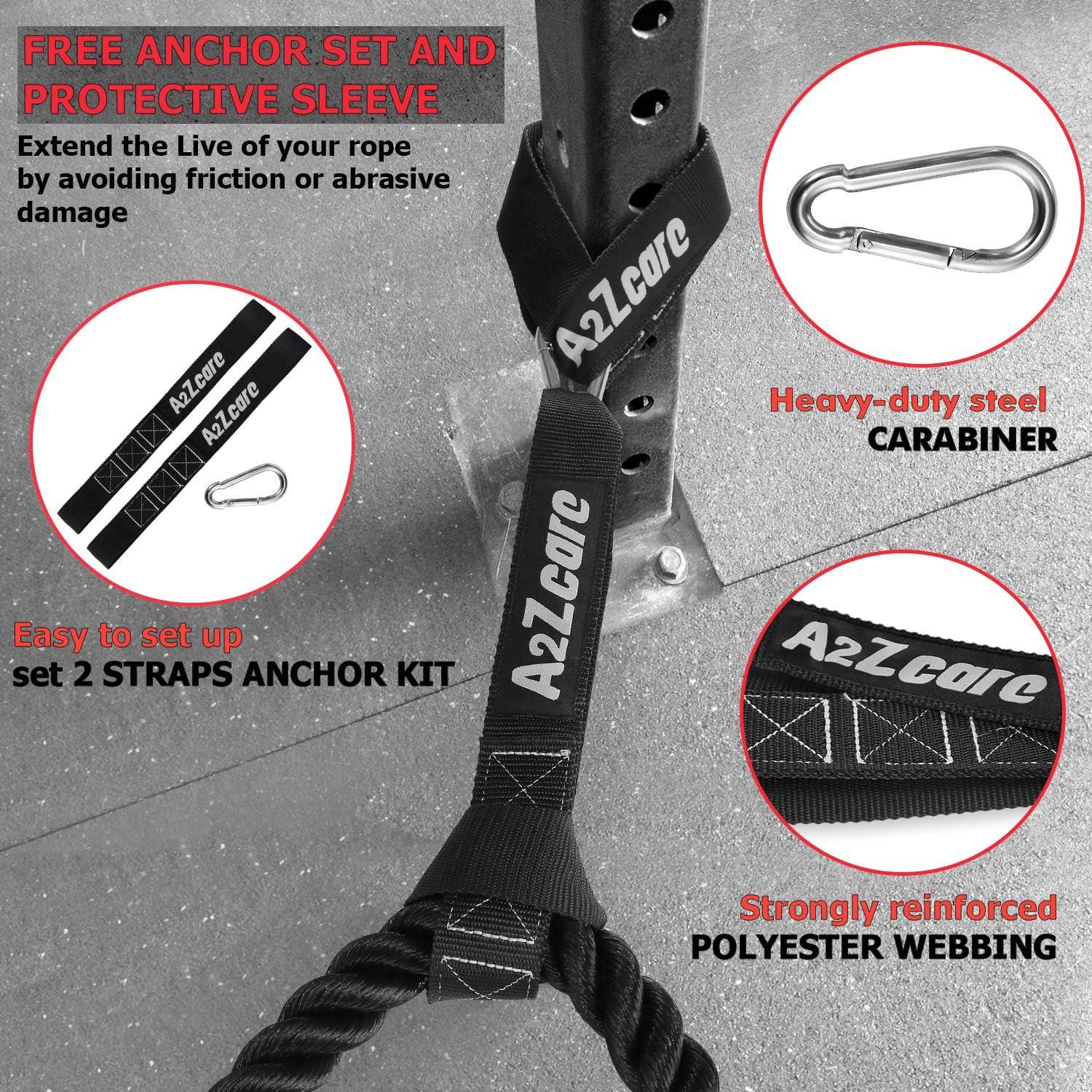 A2ZCARE Battle Rope Anchor Kit with Stainless Steel Snap Hook and ...