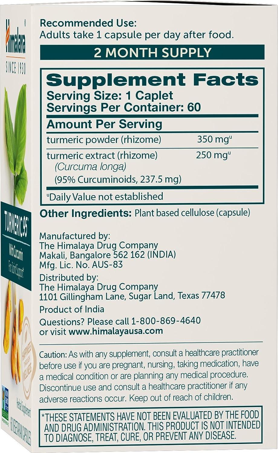 Himalaya Turmeric 95 with Curcumin 600mg - Joint Support & Mobility ...