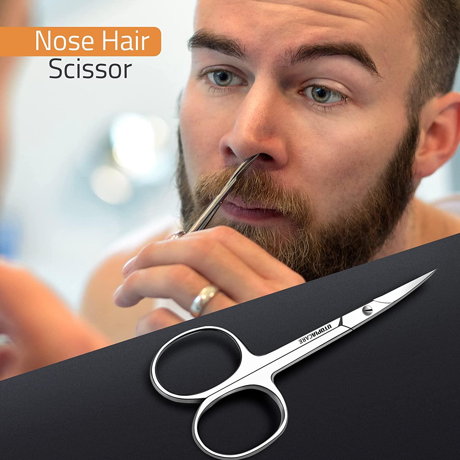 Utopia Care Curved and Rounded Facial Hair Scissors for Men - Professional Stainless Steel ...