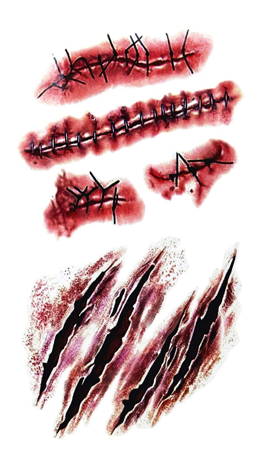 10pcs Realistic Fake Bloody Wound Stitch Scar Waterproof Temporary ...