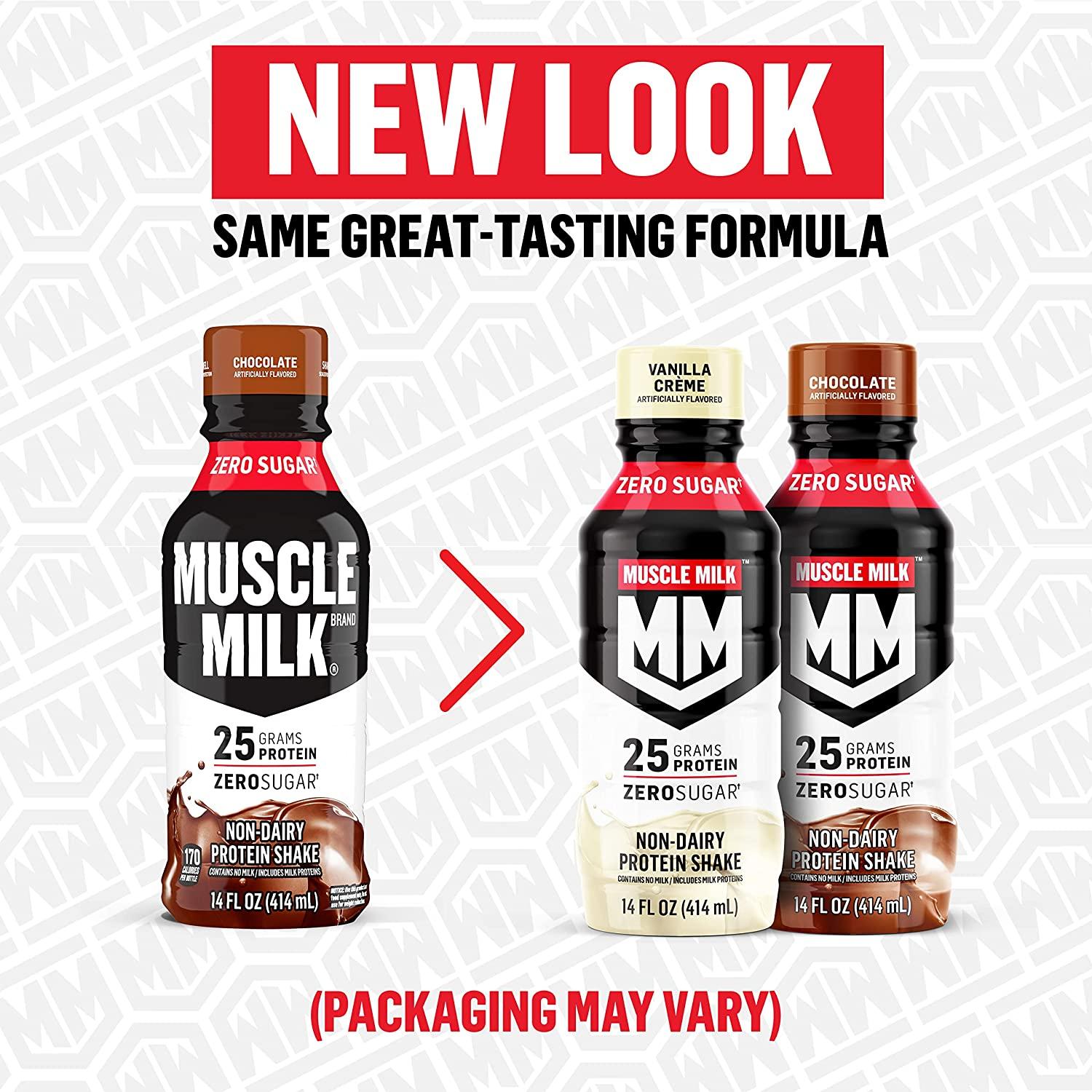 Muscle Milk Genuine Protein Shake Chocolate 14 Fl Oz Bottle 12 Pack 25g ...