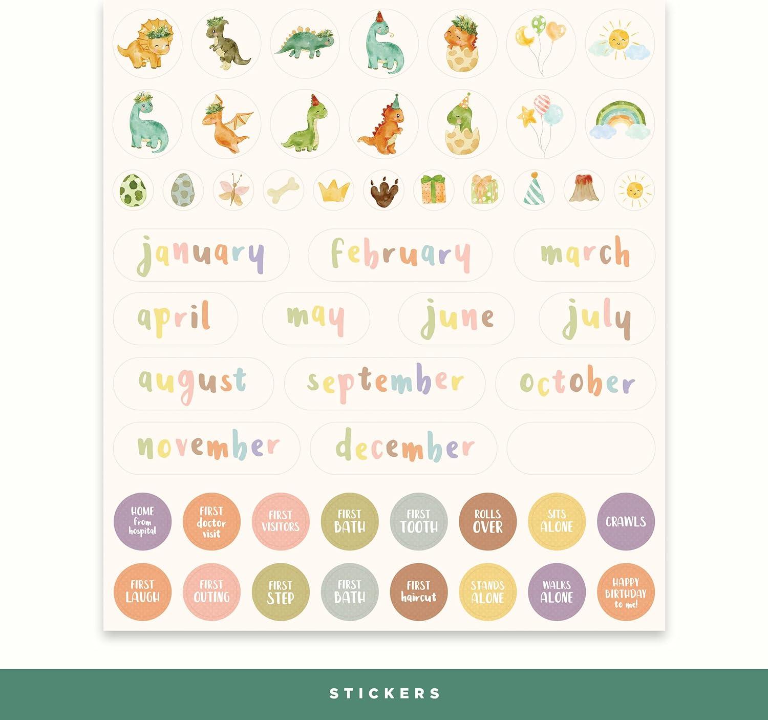 Bright Day Baby's First Year Calendar - Dinosaur Theme Milestone ...
