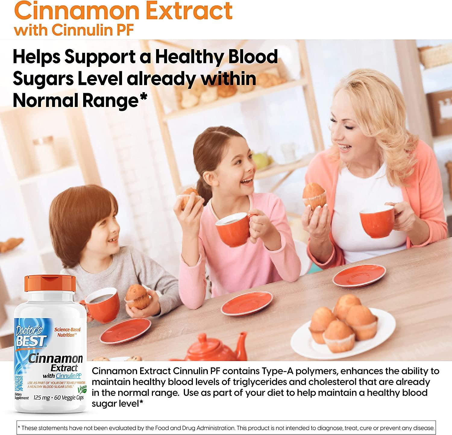 Doctor's Best Cinnamon Extract Cinnulin PF 125mg - Blood Sugar Support ...