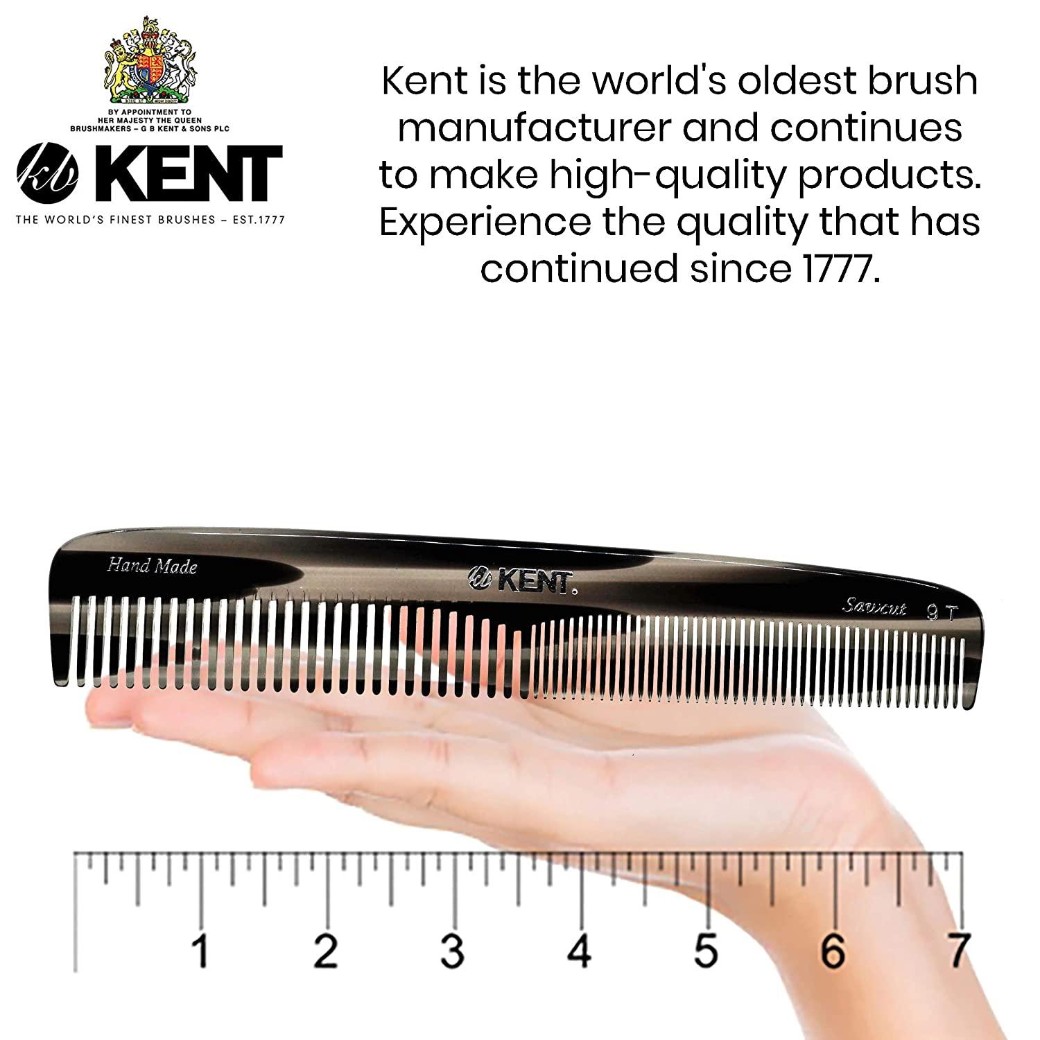 Kent 9T Graphite Detangler Hair Comb - Handmade in England, Fine & Wide Tooth, Large Saw-Cut ...