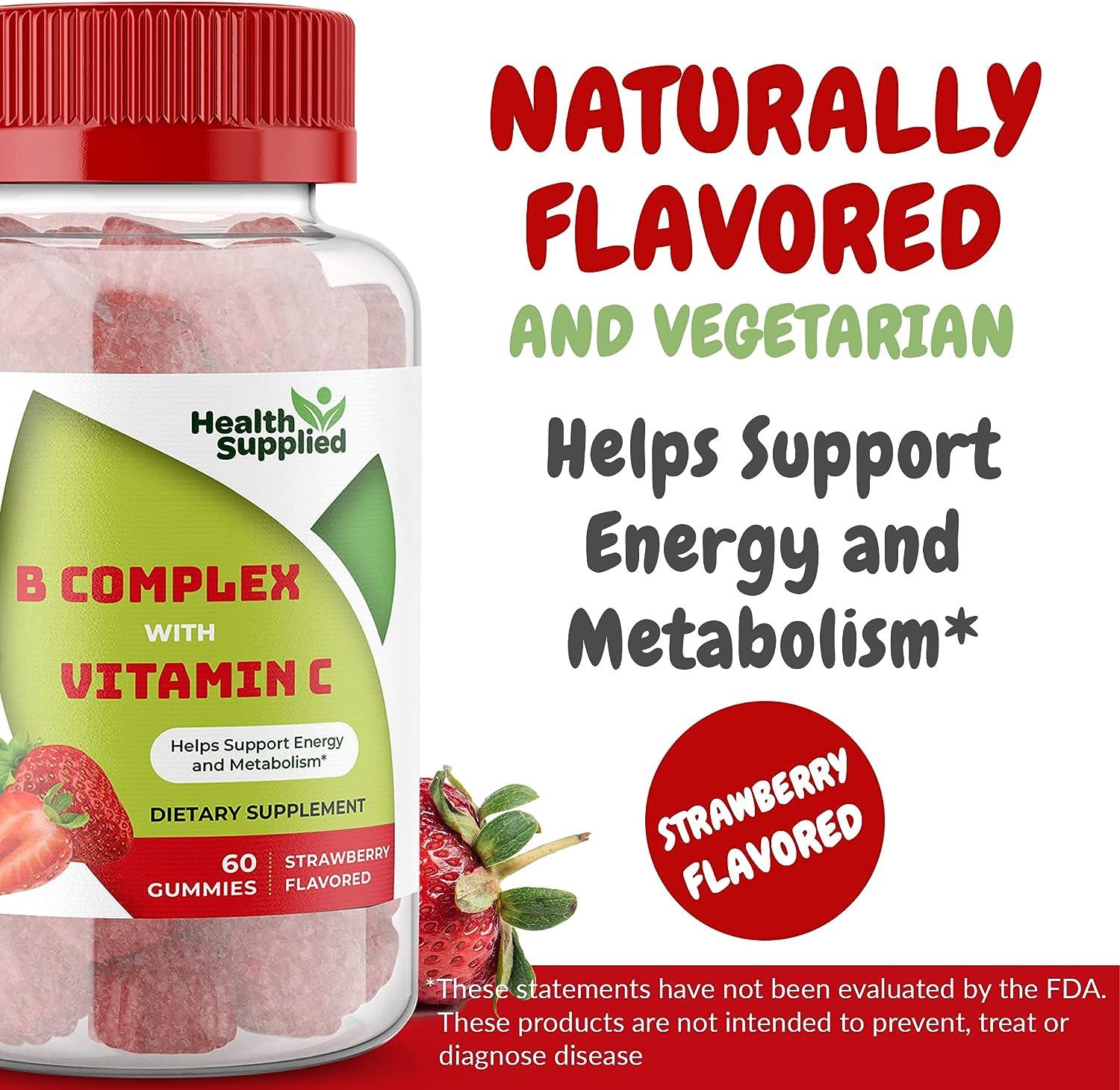 Vitamin B Complex Gummies with Vitamin C, B6, B12, Niacin, Folic Acid ...
