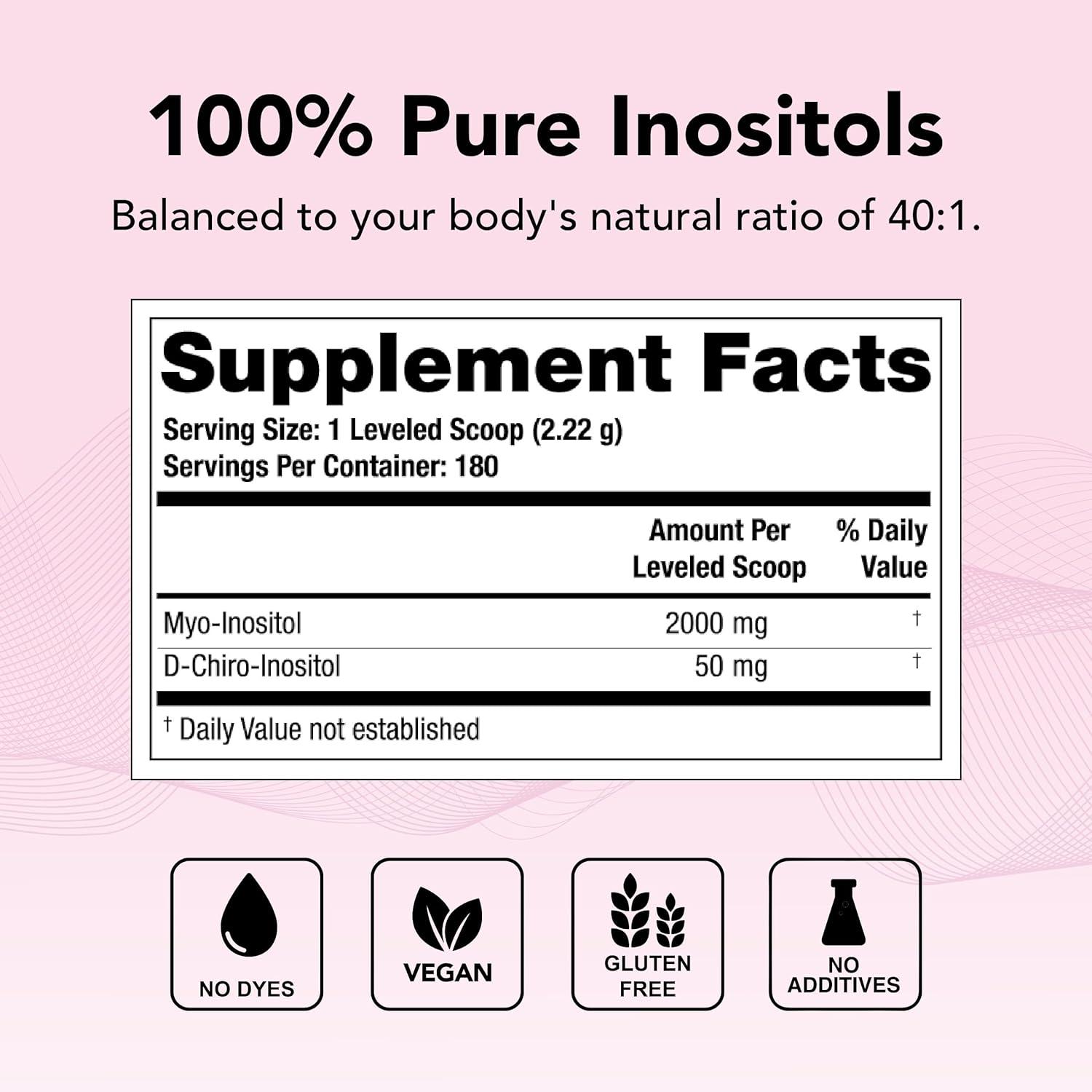 THERALOGIX Ovasitol Inositol Powder 90 Day Supply Optimal 40:1 Blend of ...