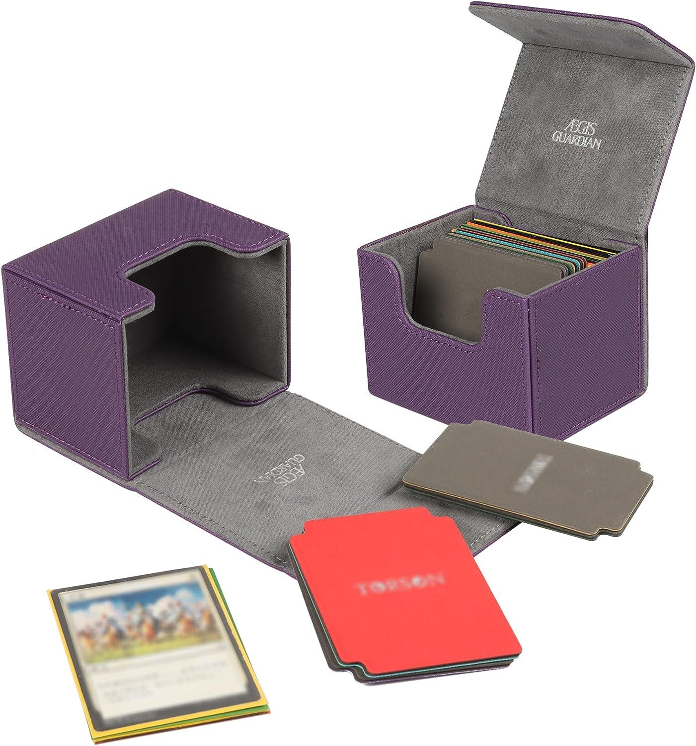 AEGIS GUARDIAN Commander Deck Box - Purple Leather Deck Box for MTG TCG - Holds 100+ Sleeved ...