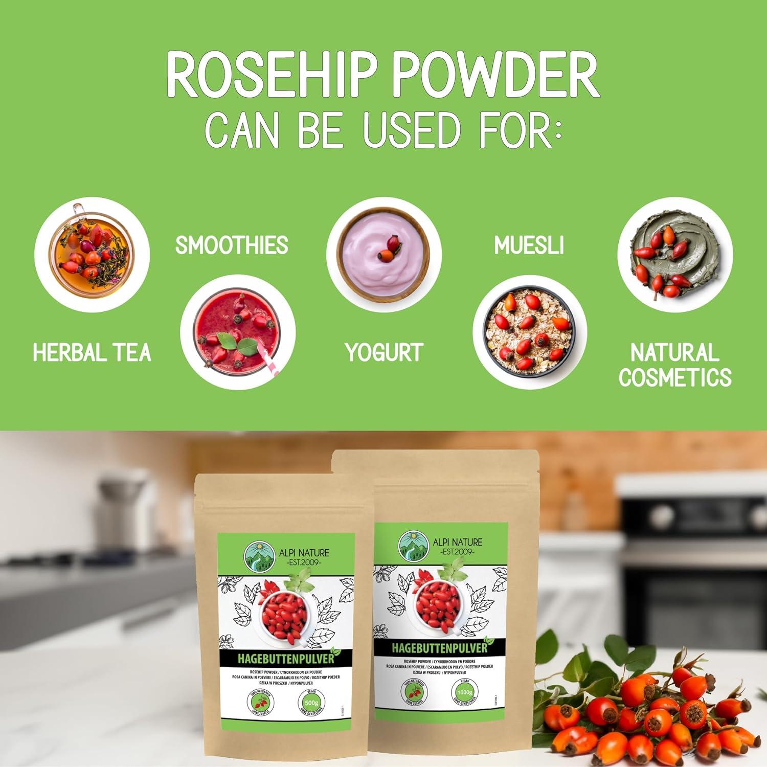 Organic Rosehip Powder 1 KG - 100% Pure, Vegan & Additive-Free | Buy ...