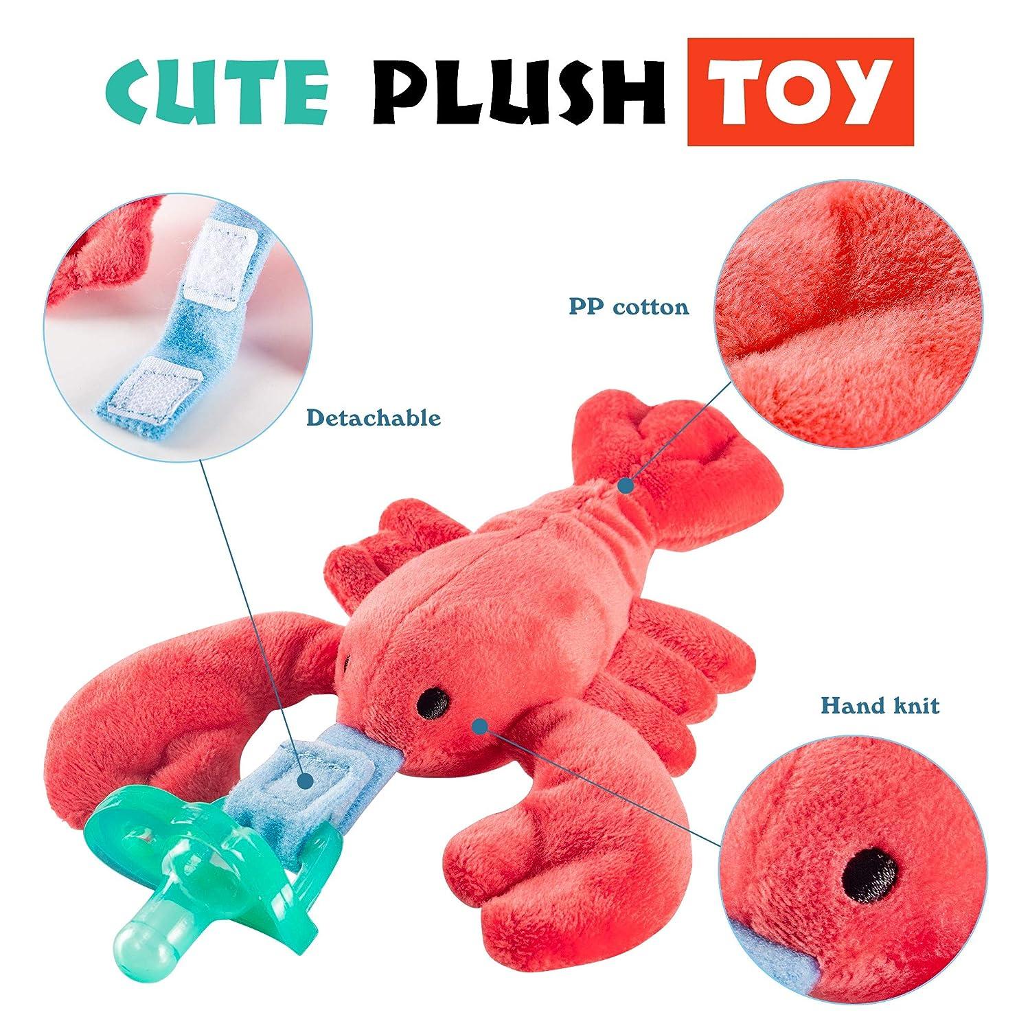 Plush Lobster Pacifier Holder - Soothie Snuggle Pacifier with Stuffed ...