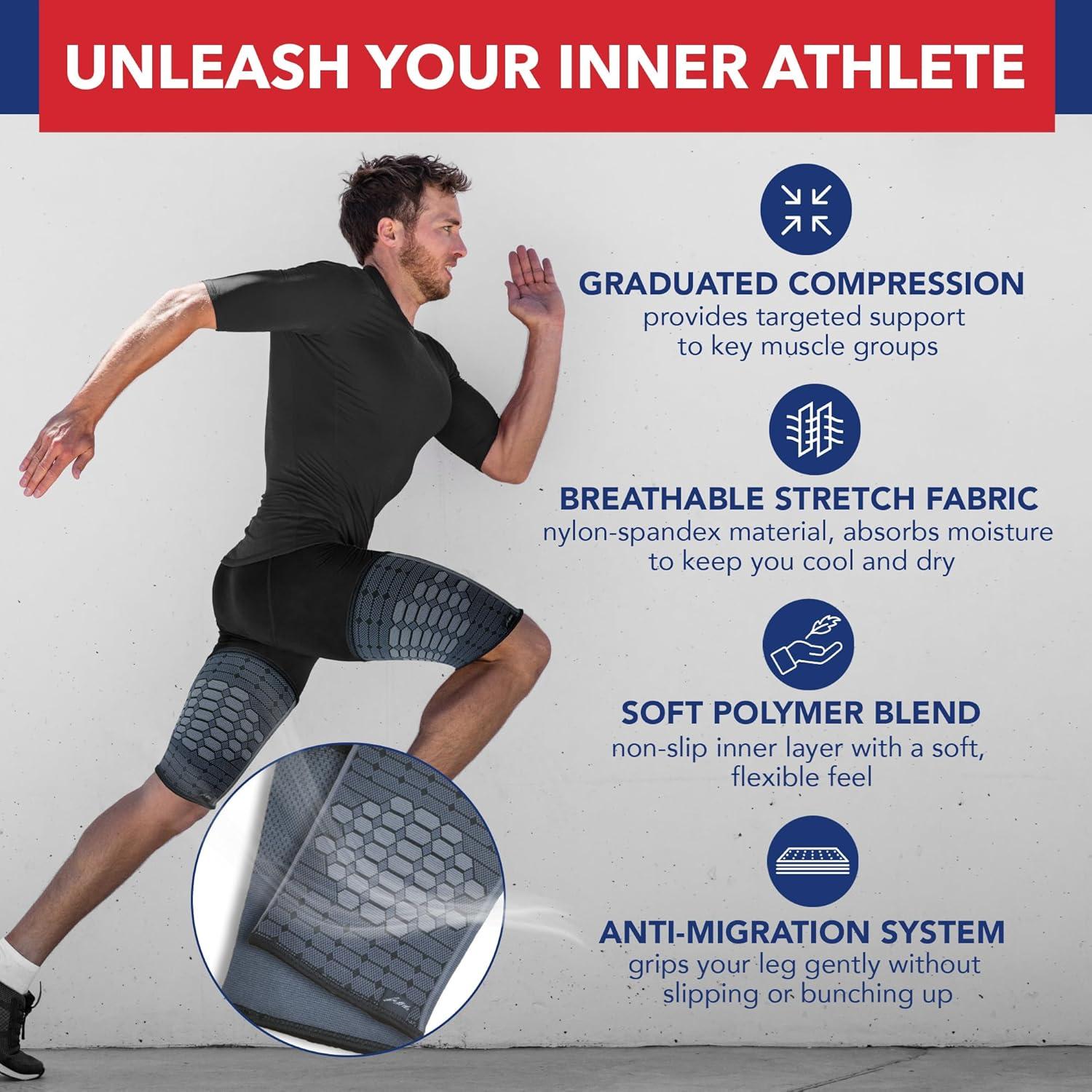 Doctor Developed Thigh Compression Sleeve for Men & Women - Breathable ...