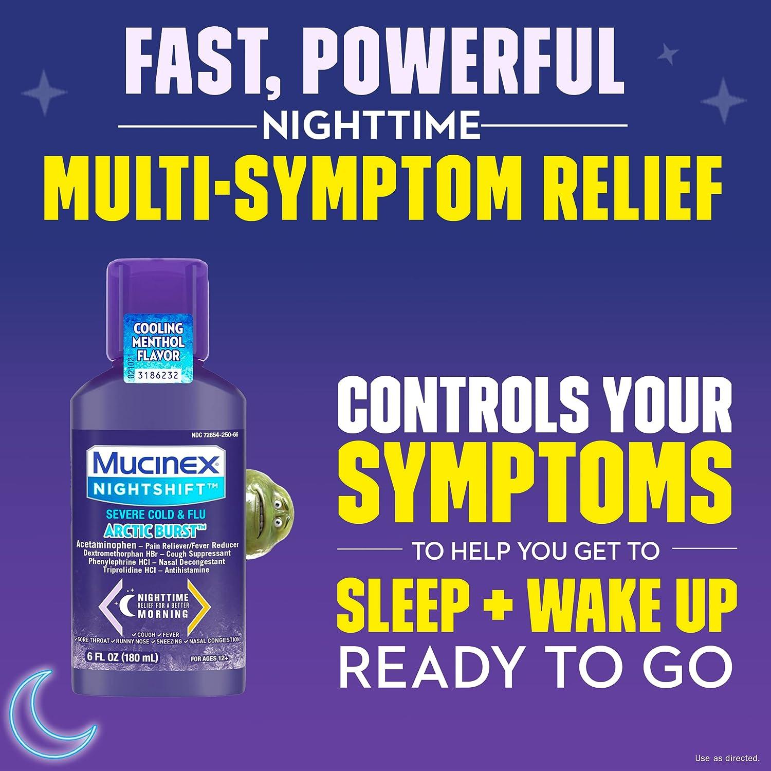 Mucinex Nightshift Cold & Flu Clear & Cool Liquid 6 fl. oz. - Relieves ...