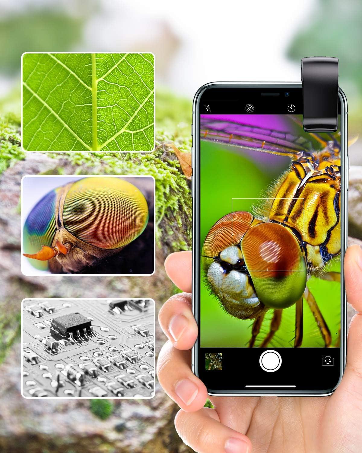 Phone Microscope - 100X Mini Pocket Microscope with LED Light/Universal ...