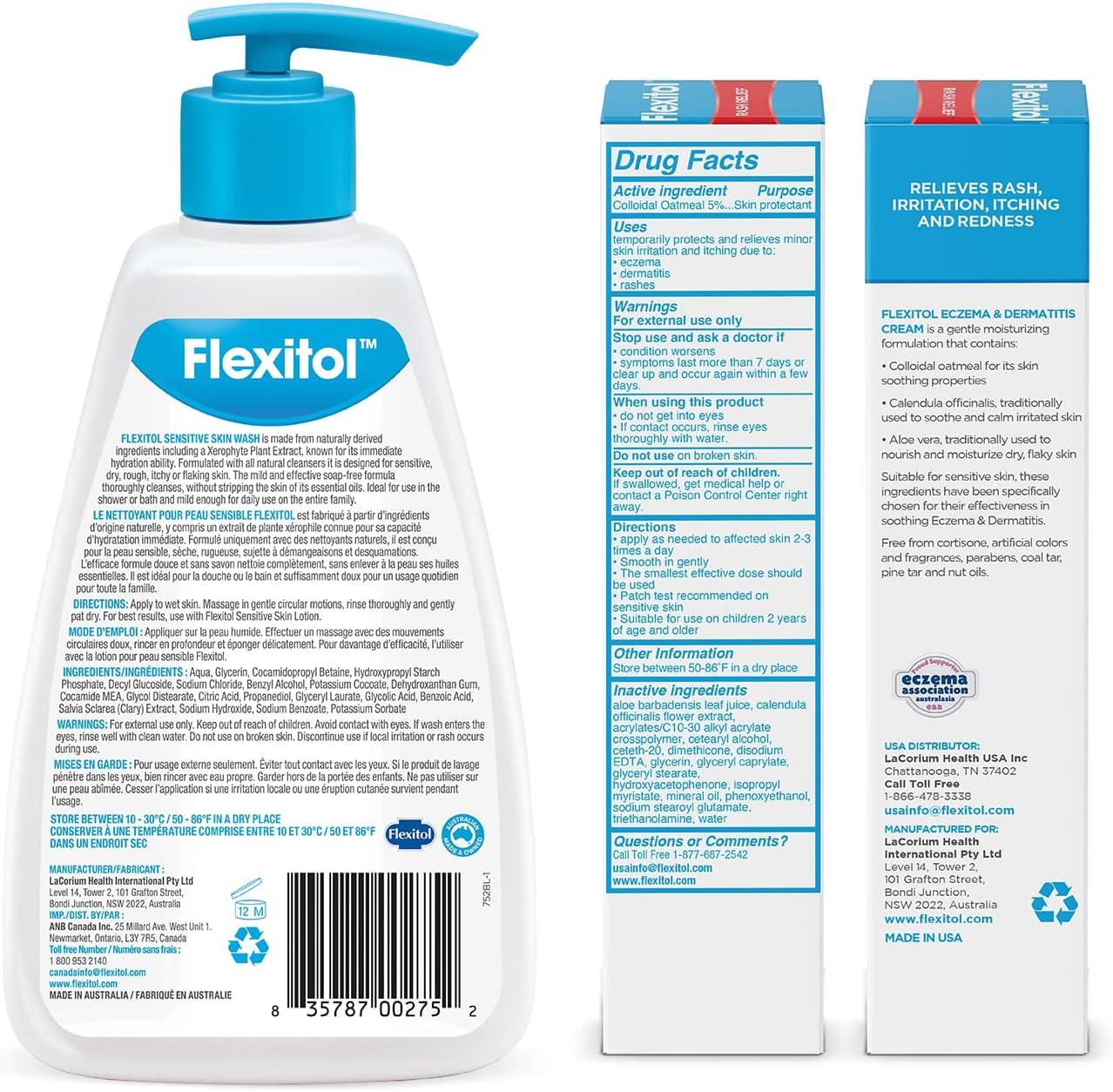 Flexitol Eczema & Dermatitis Cream + Sensitive Skin Wash - Soothing ...