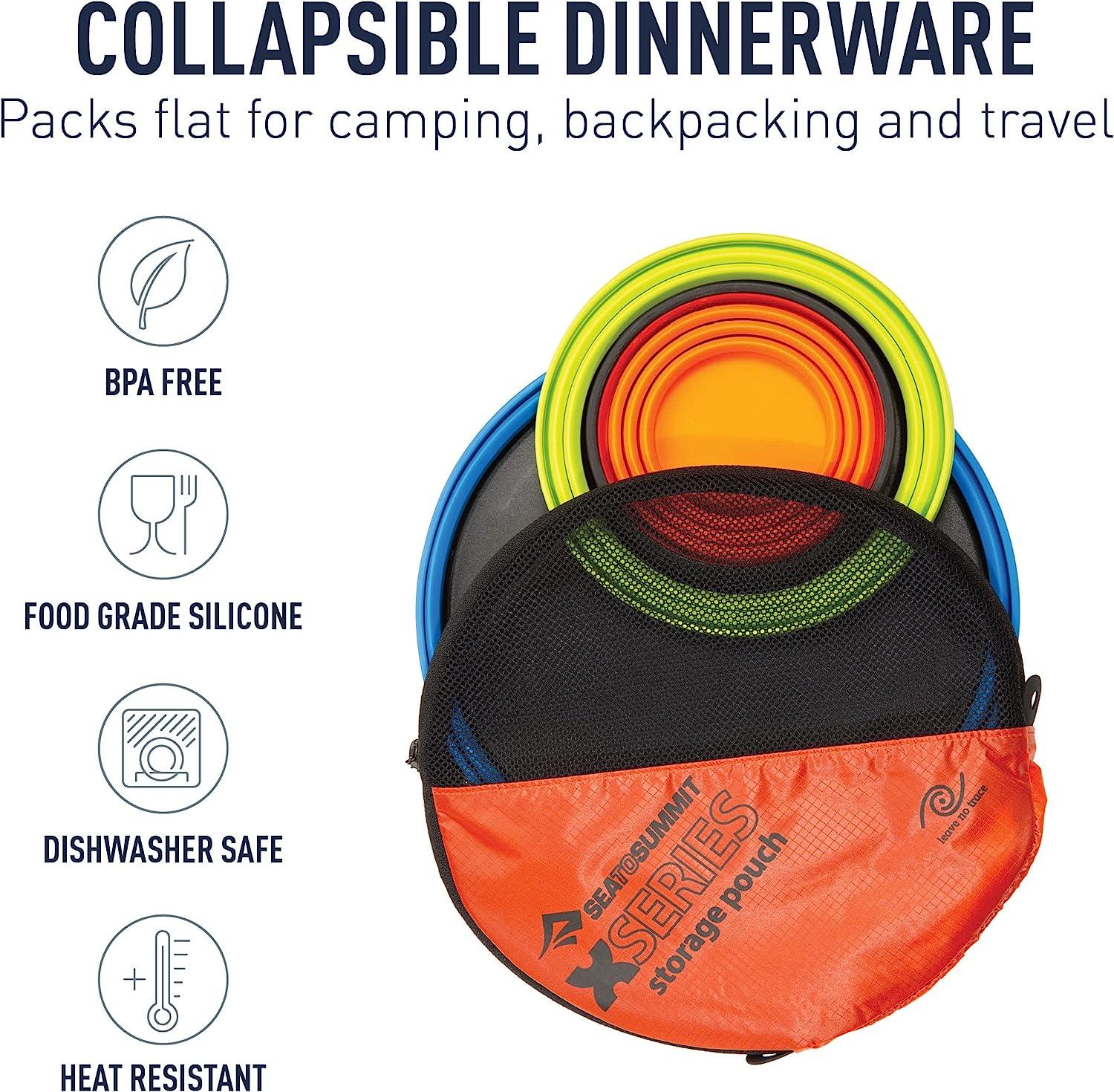 Sea to Summit X-Set Collapsible Camping Dinnerware Set (Olive/Sand, 3pc ...