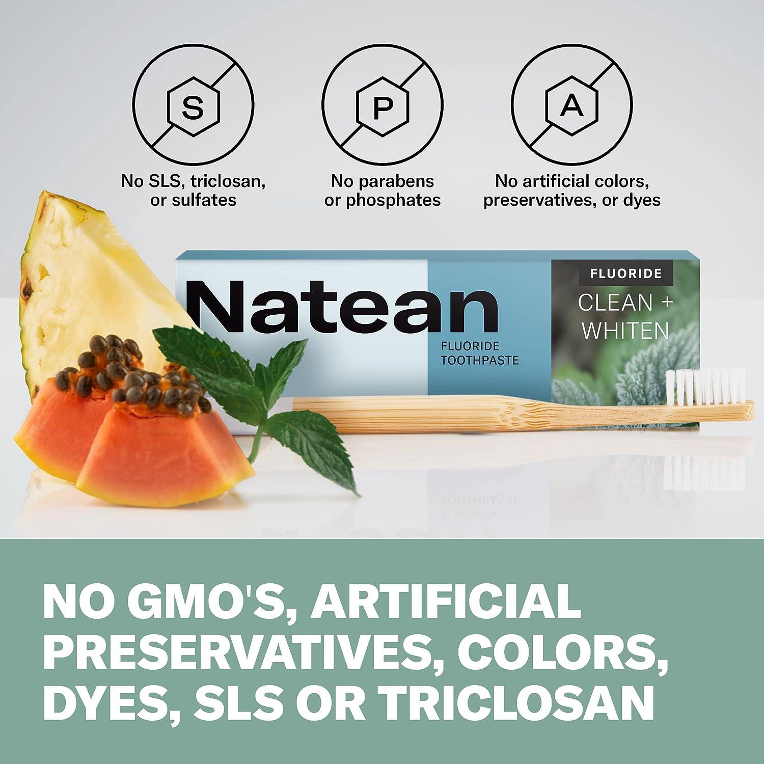 Natean Clean + Whiten Fluoride Whitening Toothpaste - Clean Mint 4.7 Oz ...