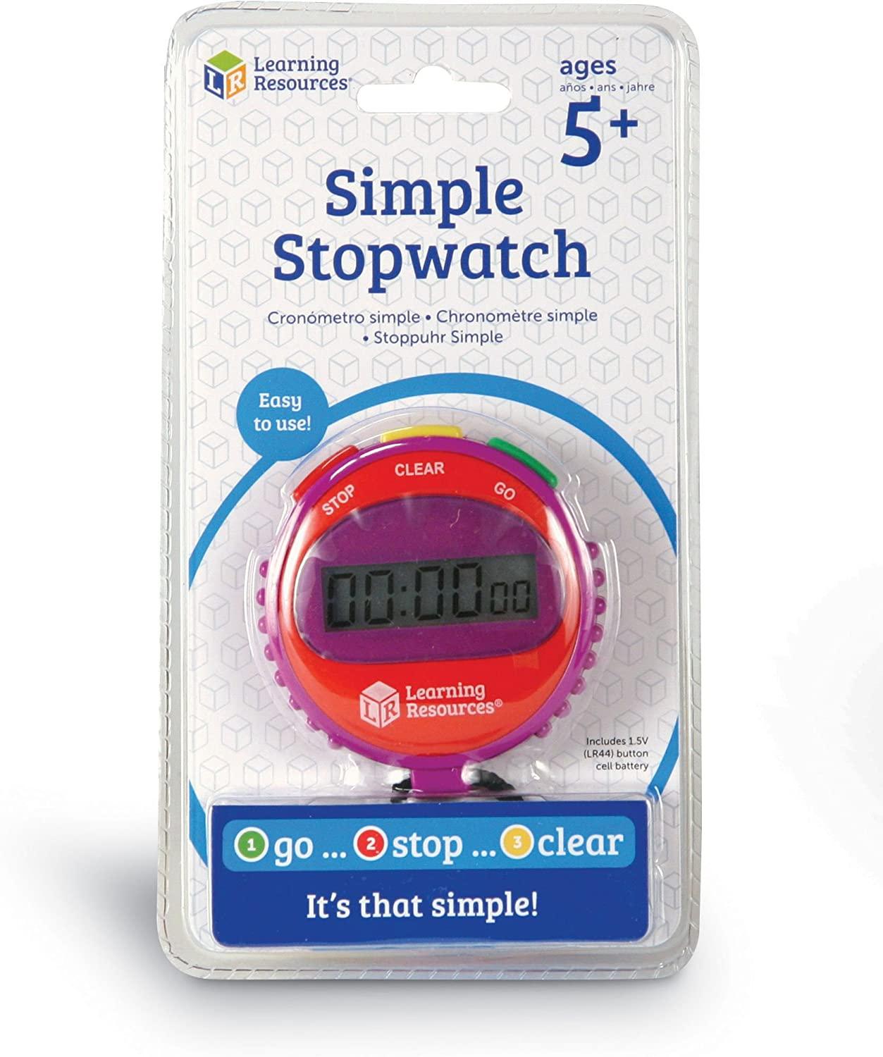 Learning Resources Simple 3 Button Stopwatch for Science Investigations and Math Exercises ...