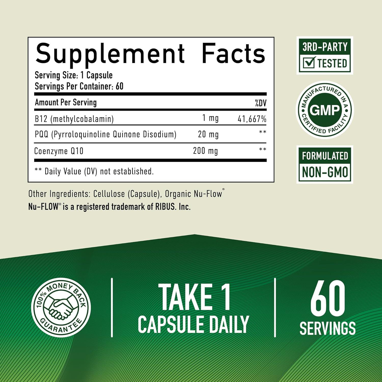 PQQ Supplement 20mg | Boost Mitochondrial Energy & Brain Health | Ultra ...