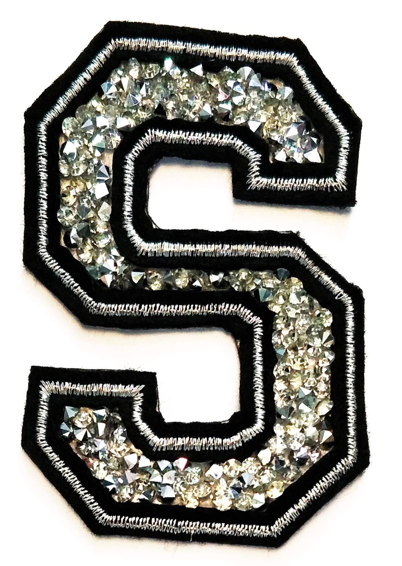 Silver Crystal Letter S Patch - DIY Embroidered Alphabet Cloth Patch ...
