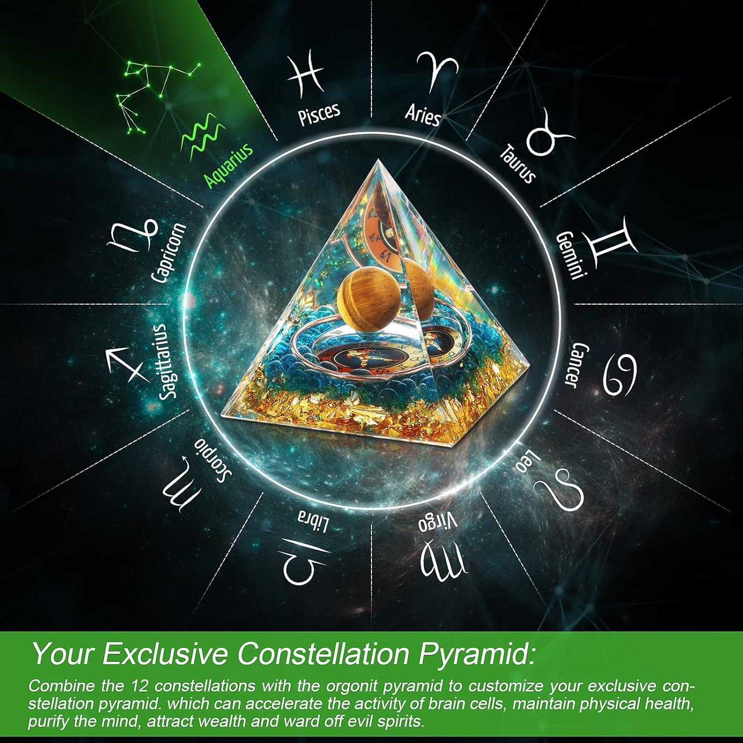 HuiJuKeJi Healing Crystals Aquarius Orgonit Pyramid - Zodiac ...