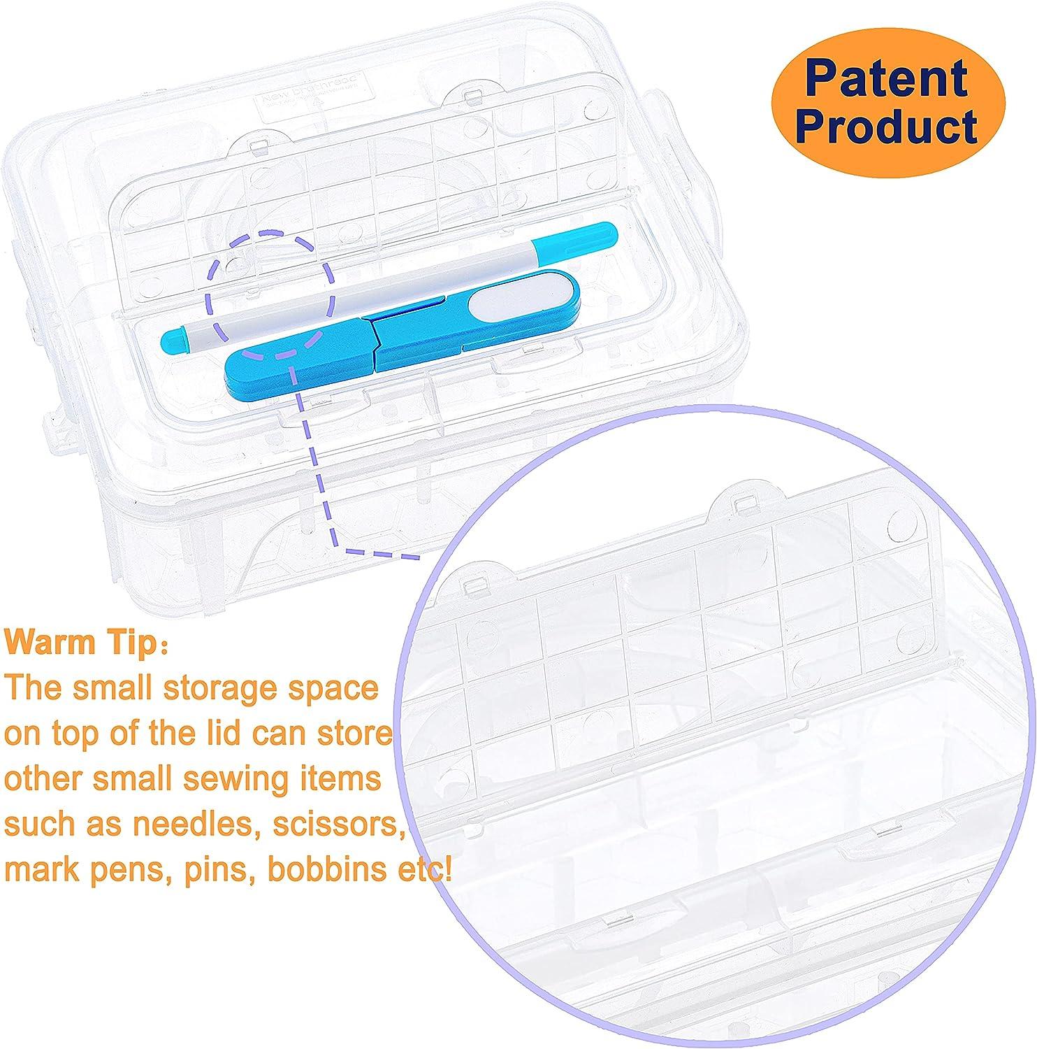 4-Layer Stackable Clear Storage Box for 80 Spools of Embroidery ...