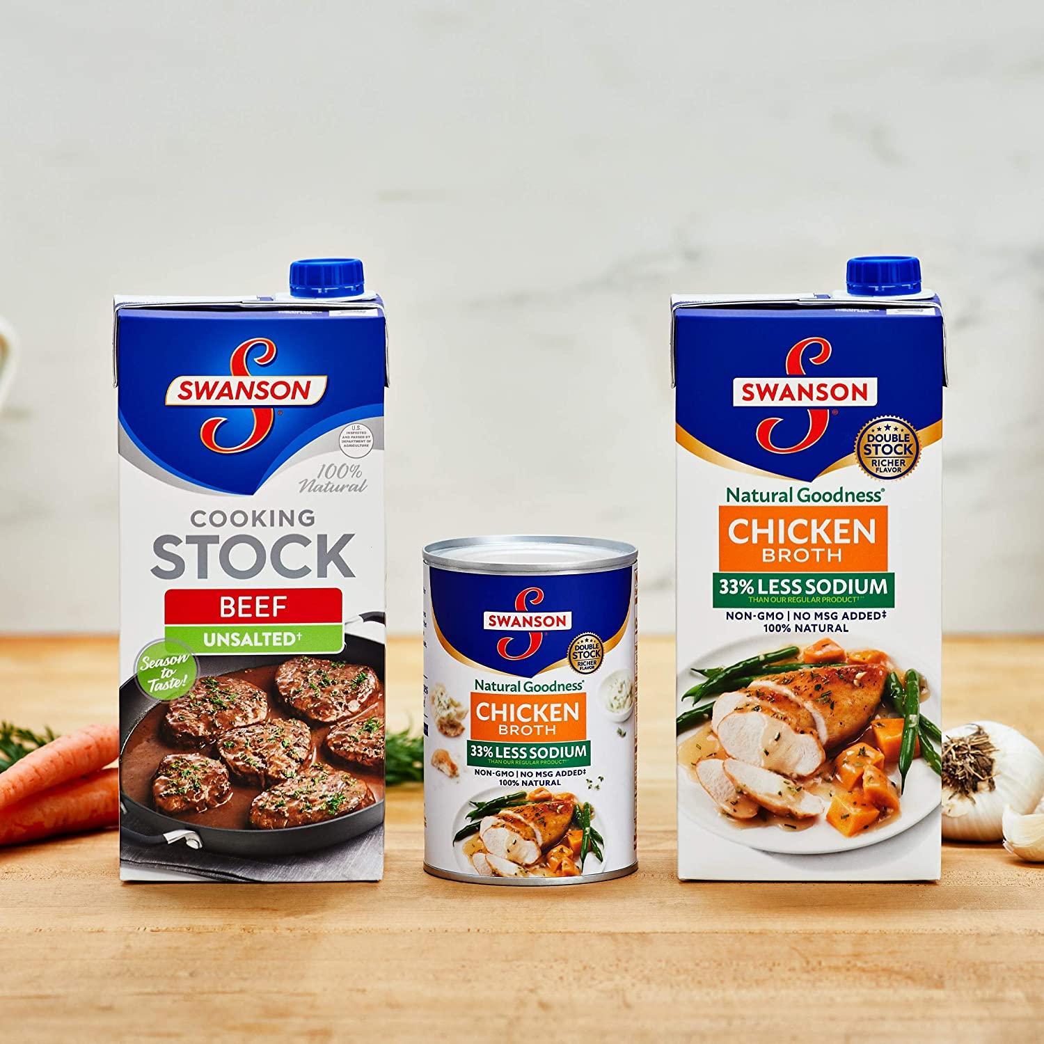 Swanson 50% Less Sodium Beef Broth 32 oz. - Reduced Sodium Beef Broth ...