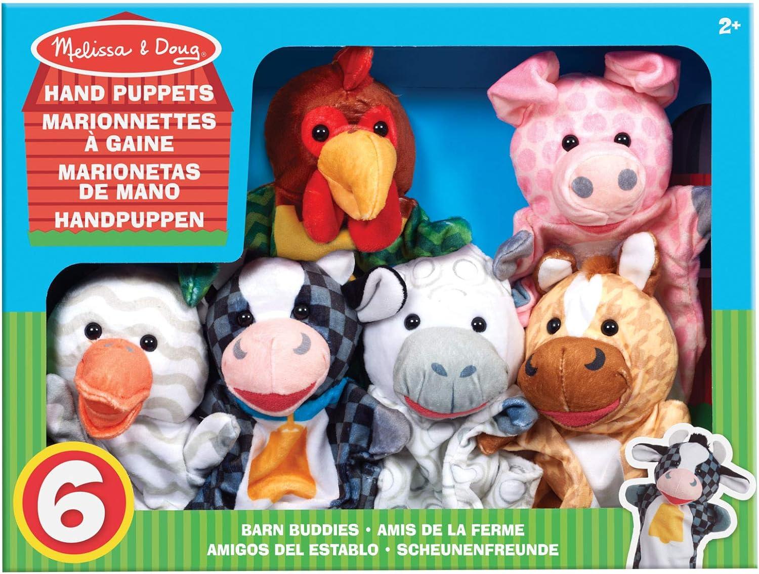 Melissa & Doug Barn Buddies Hand Puppets Set - Cow, Sheep, Horse, Duck, Chicken, Pig (Pack of 6 ...
